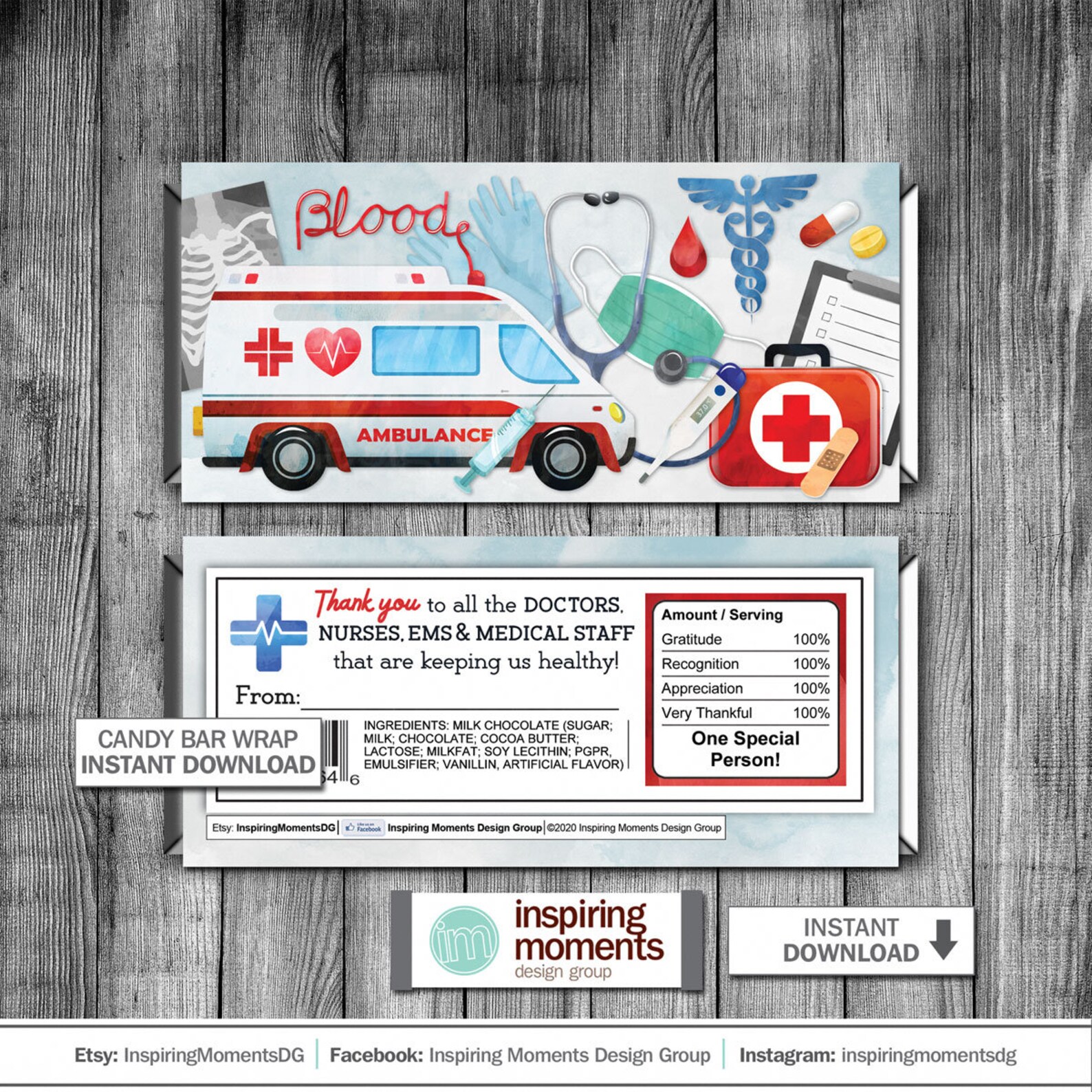 Medical Thank You Candy Bar Wrap Nurse Doctor Hospital - Etsy