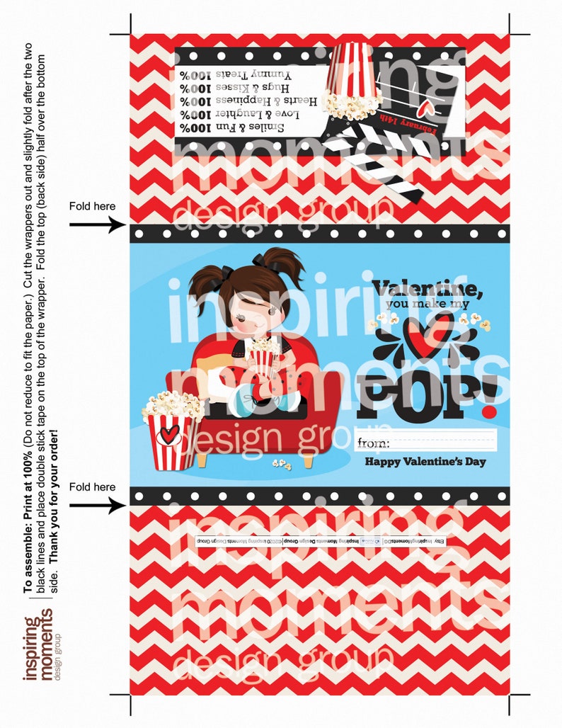 Valentine Popcorn Wrap Microwave Popcorn Bag Wrap | Etsy