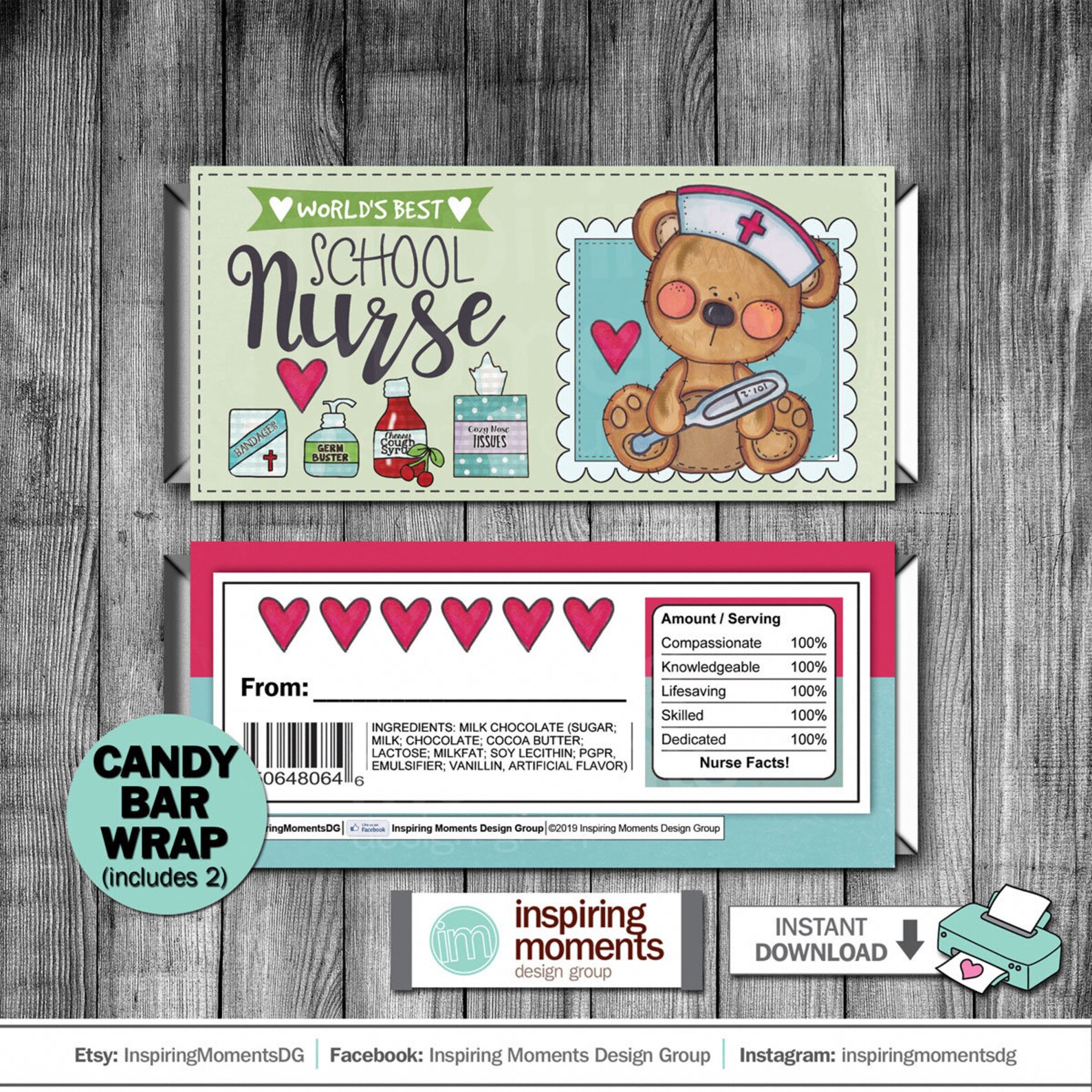 School Nurse Thank You Candy Bar Wrap Pediatric Hospital - Etsy