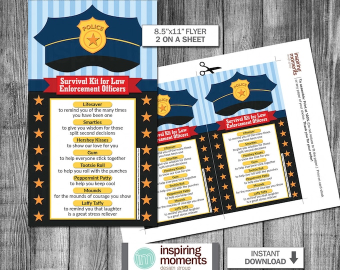 Law Enforcement Survival Kit Police Officer Gift Tag INSTANT DOWNLOAD ...