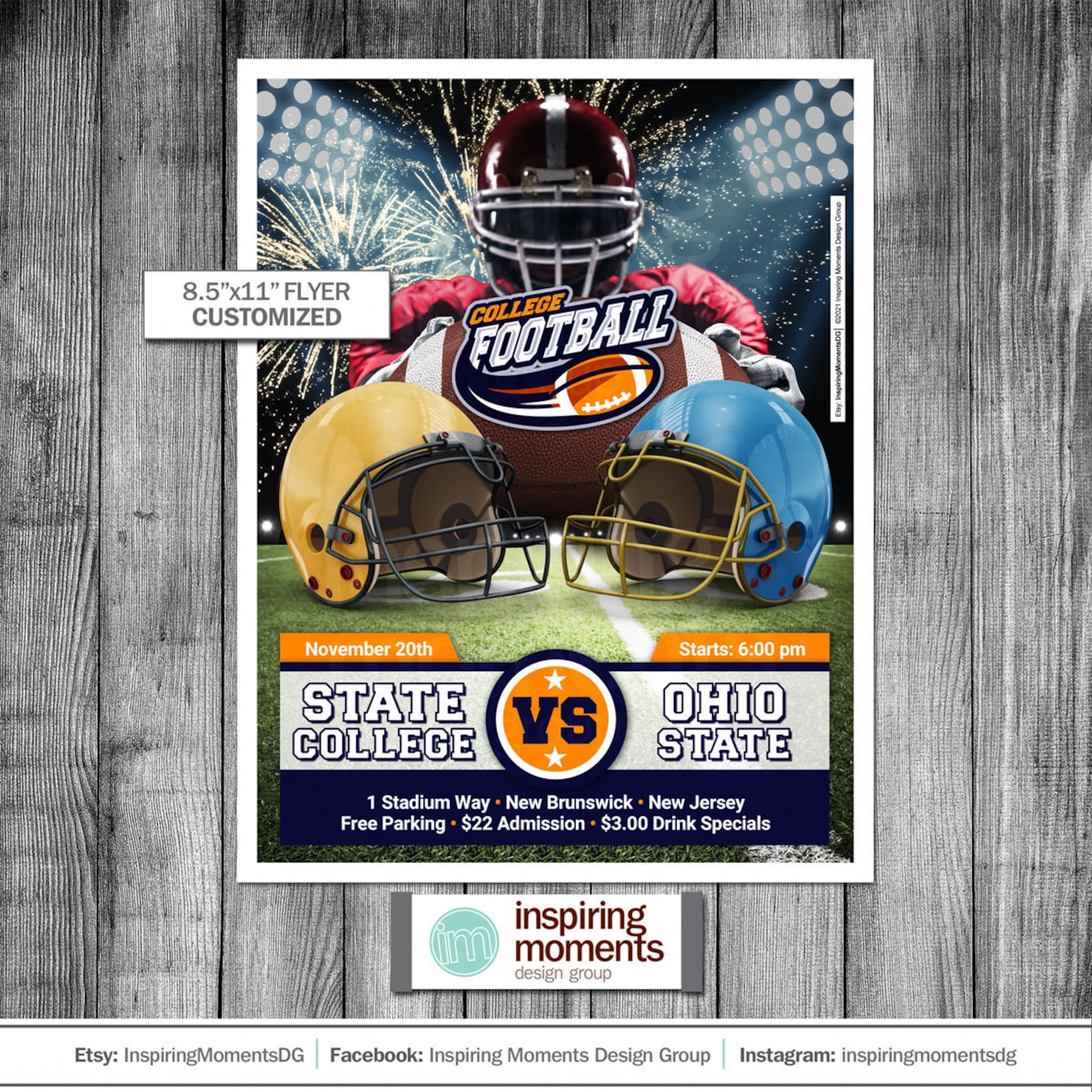 College Football Event Flyer Printable High School Sports - Etsy