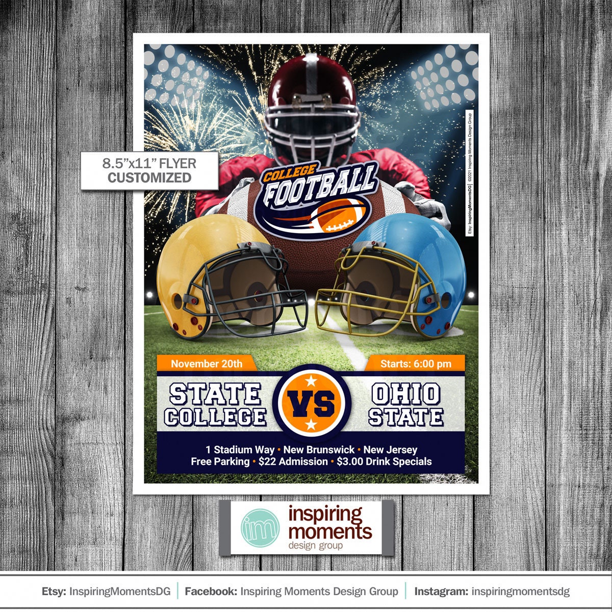 College Football Event Flyer Printable High School Sports | Etsy