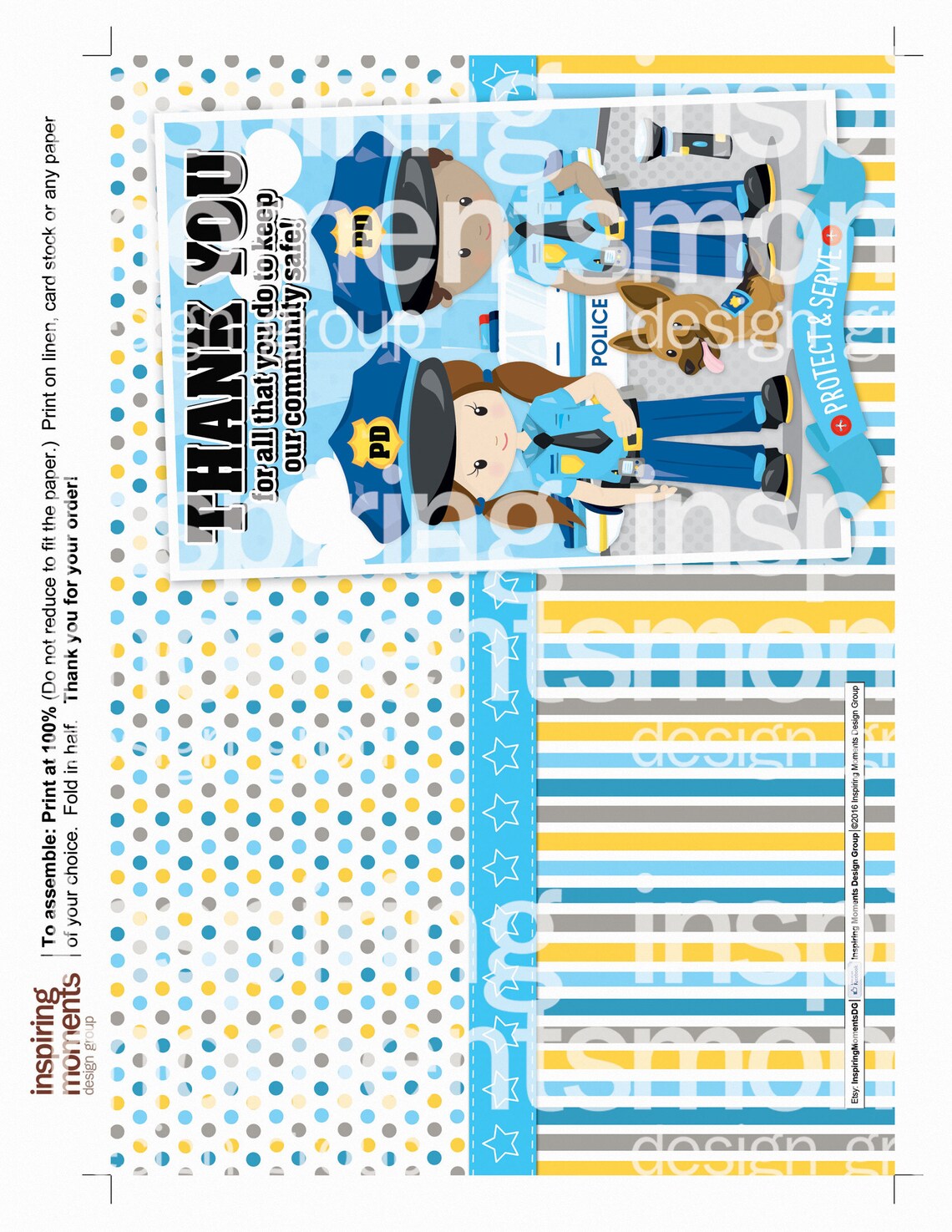 Police Appreciation Thank You Card Thank You From Kids and | Etsy