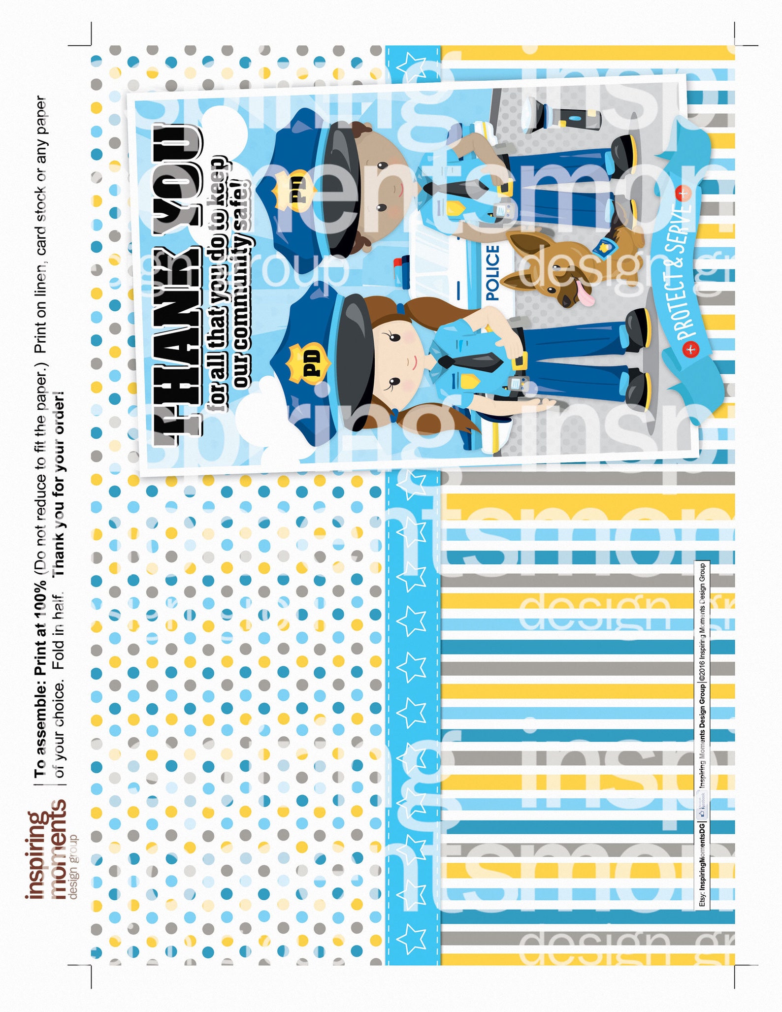 Police Appreciation Thank You Card, Thank You From Kids and Families ...