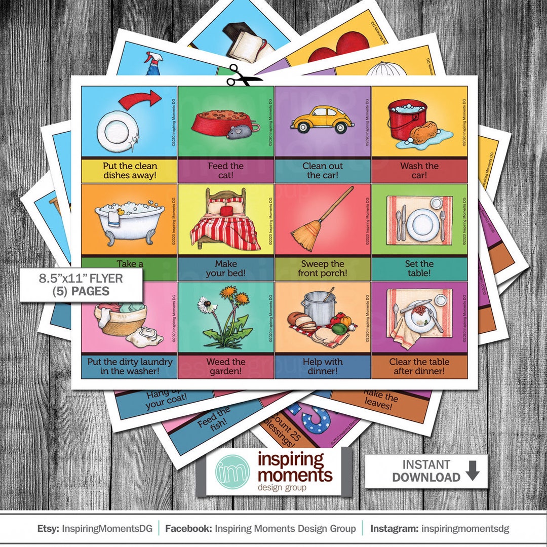 INSTANT DOWNLOAD, Printable Kids Chores, Summer Chores, Children ...