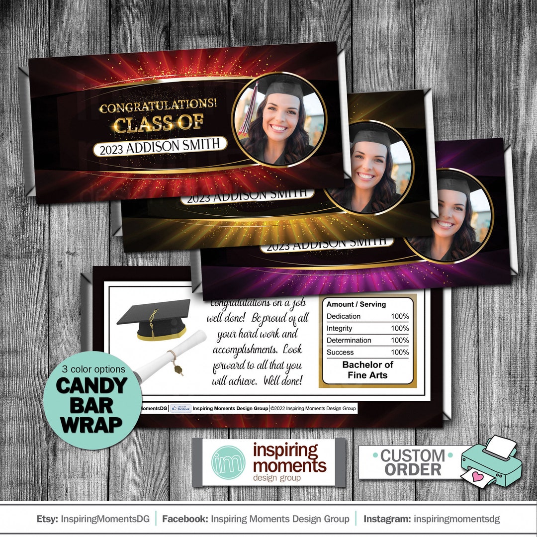 Custom Graduation Candy Bar Wrapper: Photo Keepsake (DIY Printable) - Etsy