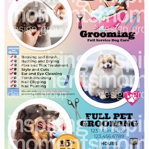 Dog Grooming Flyer Printable for a Small Business, Mobile Dog Groomer ...