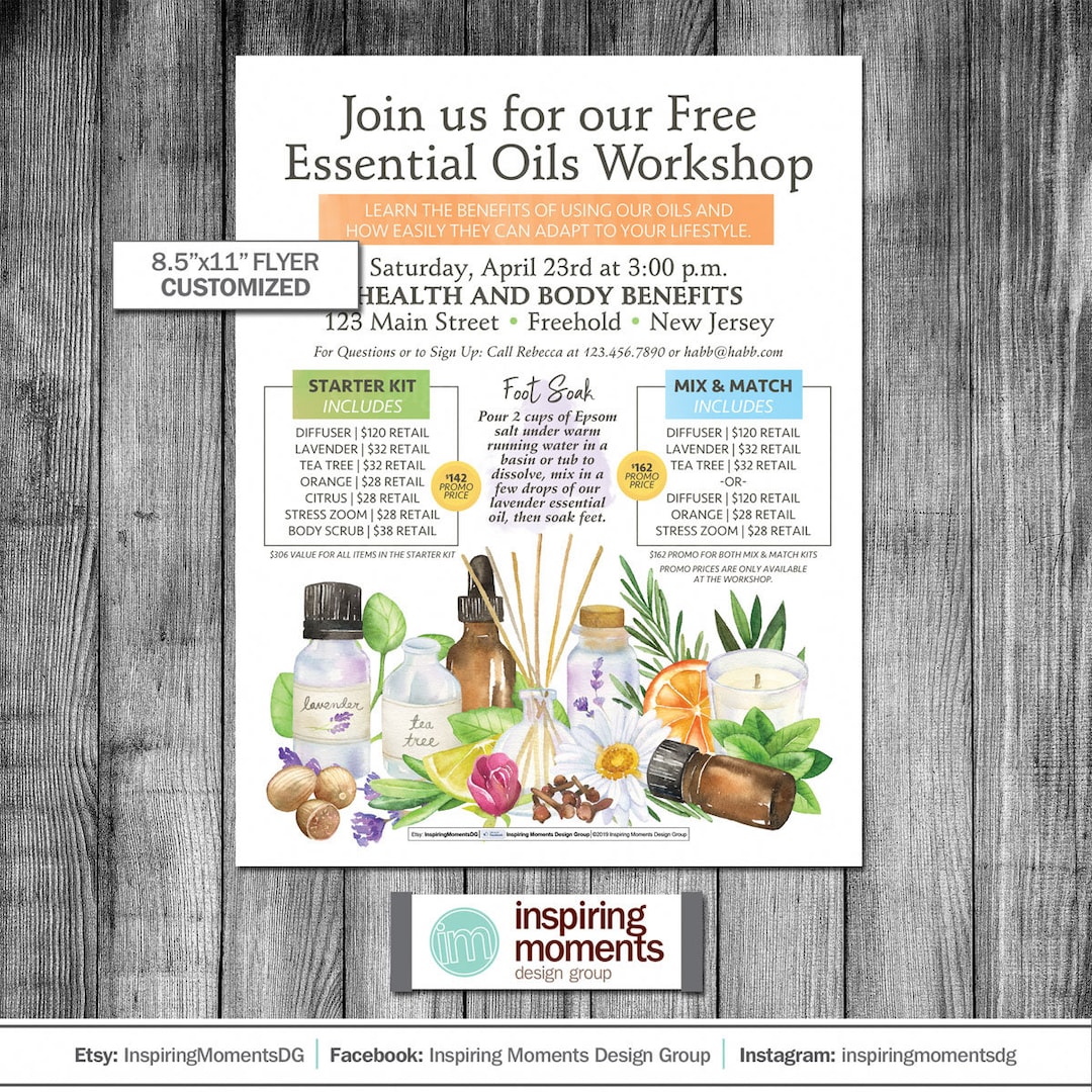 Essential Oils Event Flyer Printable | Workshop | Fundraiser ...