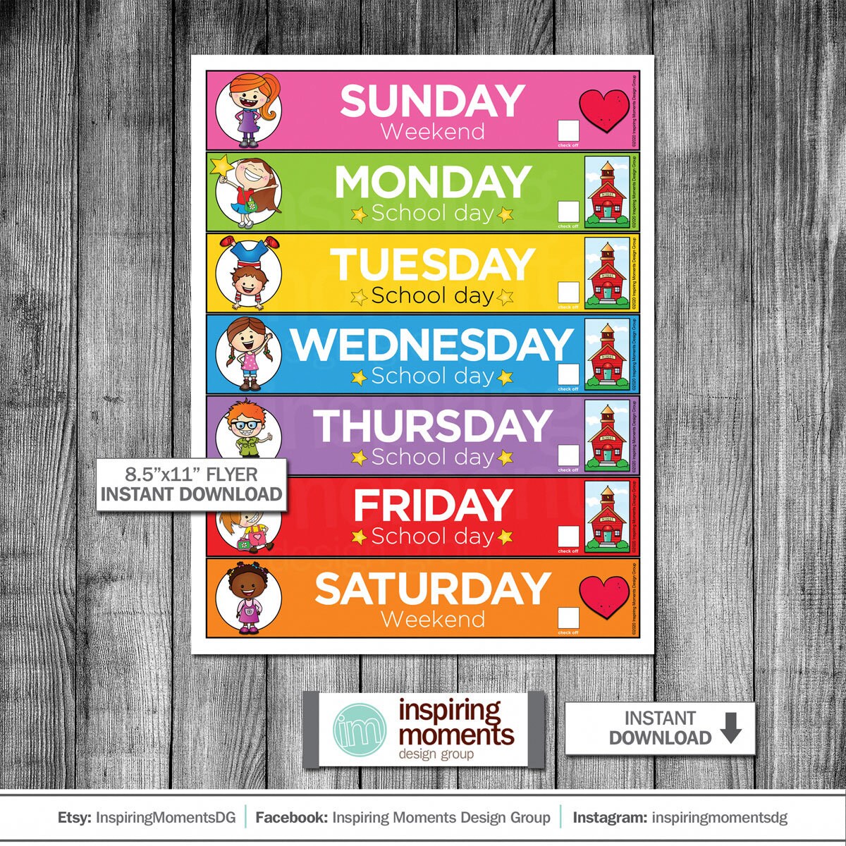 Days Of The Week Printable Chart