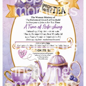 Ladies Tea, Special Person Tea Event Flyer Printable, Mothers Day, Tea ...