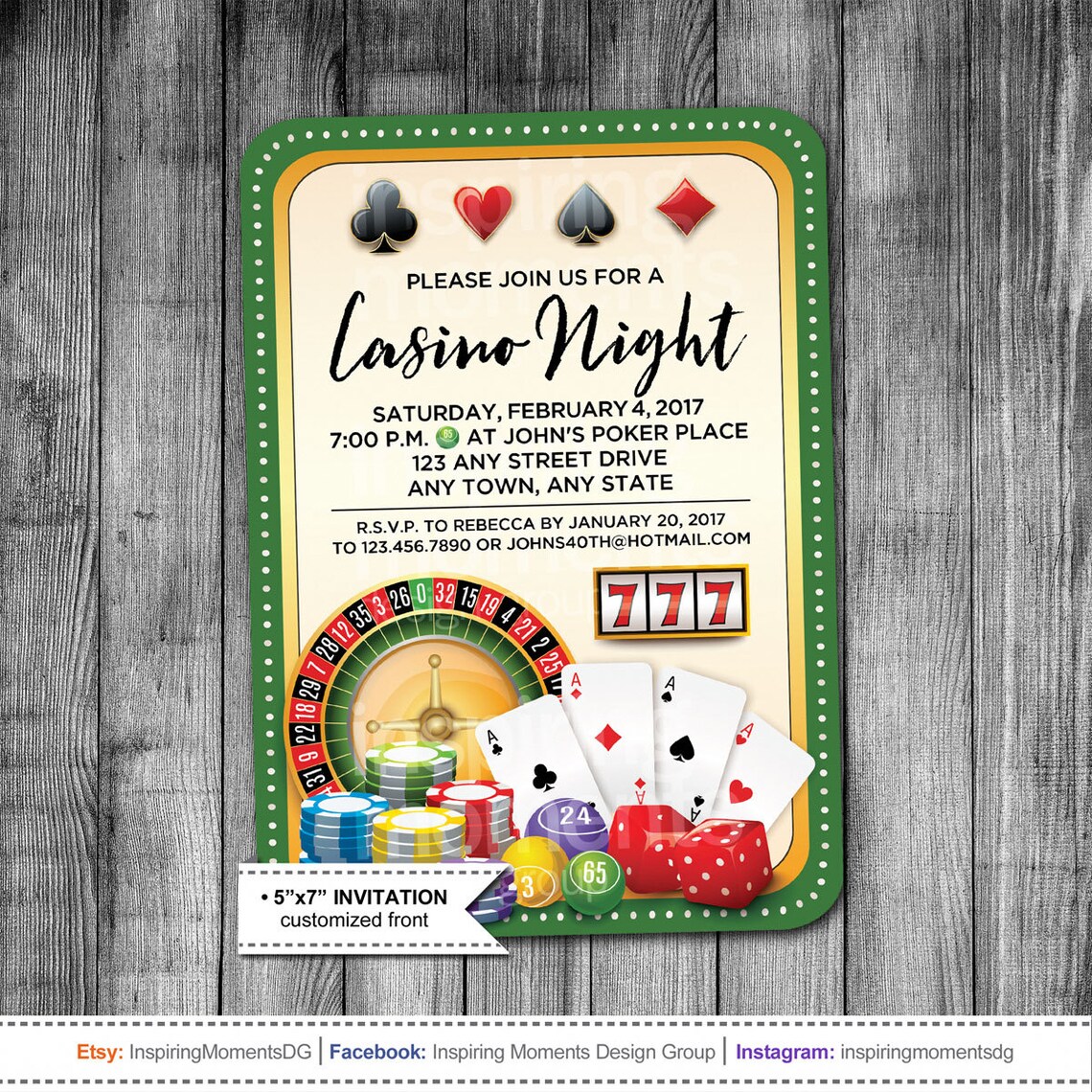 Casino Night Invitation Poker Night Invitation Guys Night - Etsy