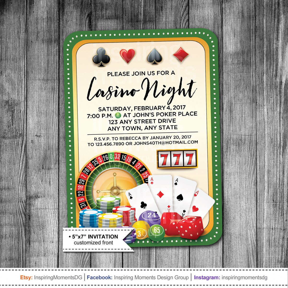 Casino Night Invitation Poker Night Invitation Guys Night | Etsy