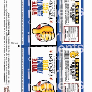 School Elections Candy Bar Wrappers, Thumbs up Vote, Election Student ...