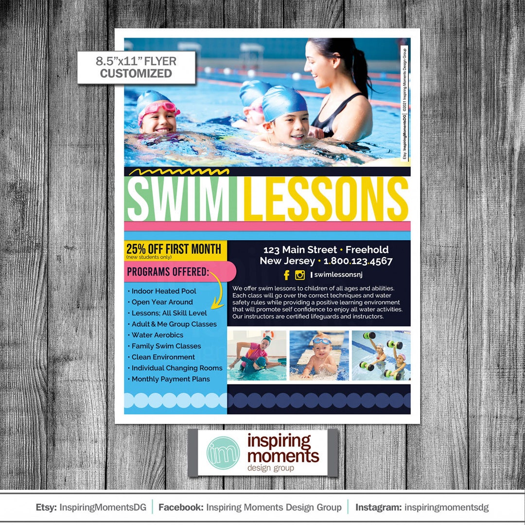 Swimming Lessons Flyer: Custom Printable Design (8.5"x11") - Etsy