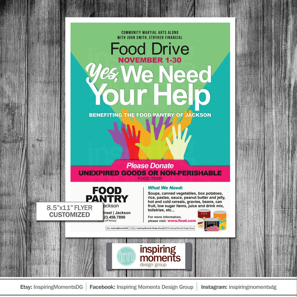 Food Donation Event Flyer Printable Food Drive Food Bank | Etsy