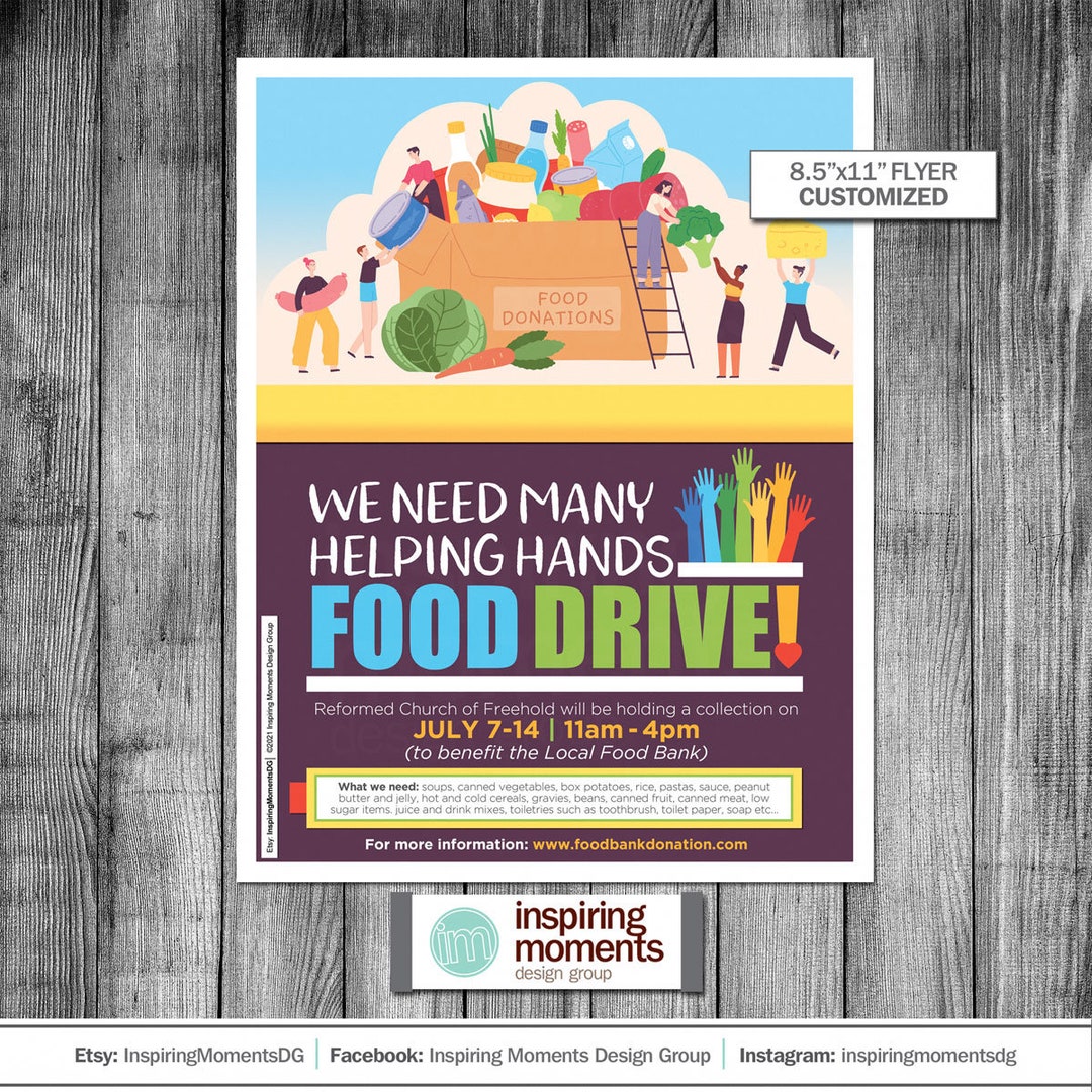 Food Donation Event Flyer Printable Food Drive Food Bank Business ...