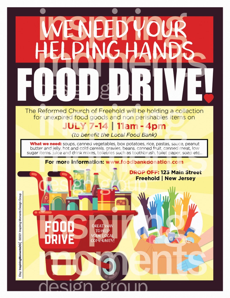 Food Donation Event Flyer Printable Food Drive Food Bank - Etsy