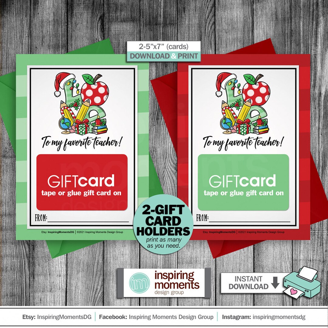 Teacher Christmas Gift Card Holder | Thank You Card | Teachers ...