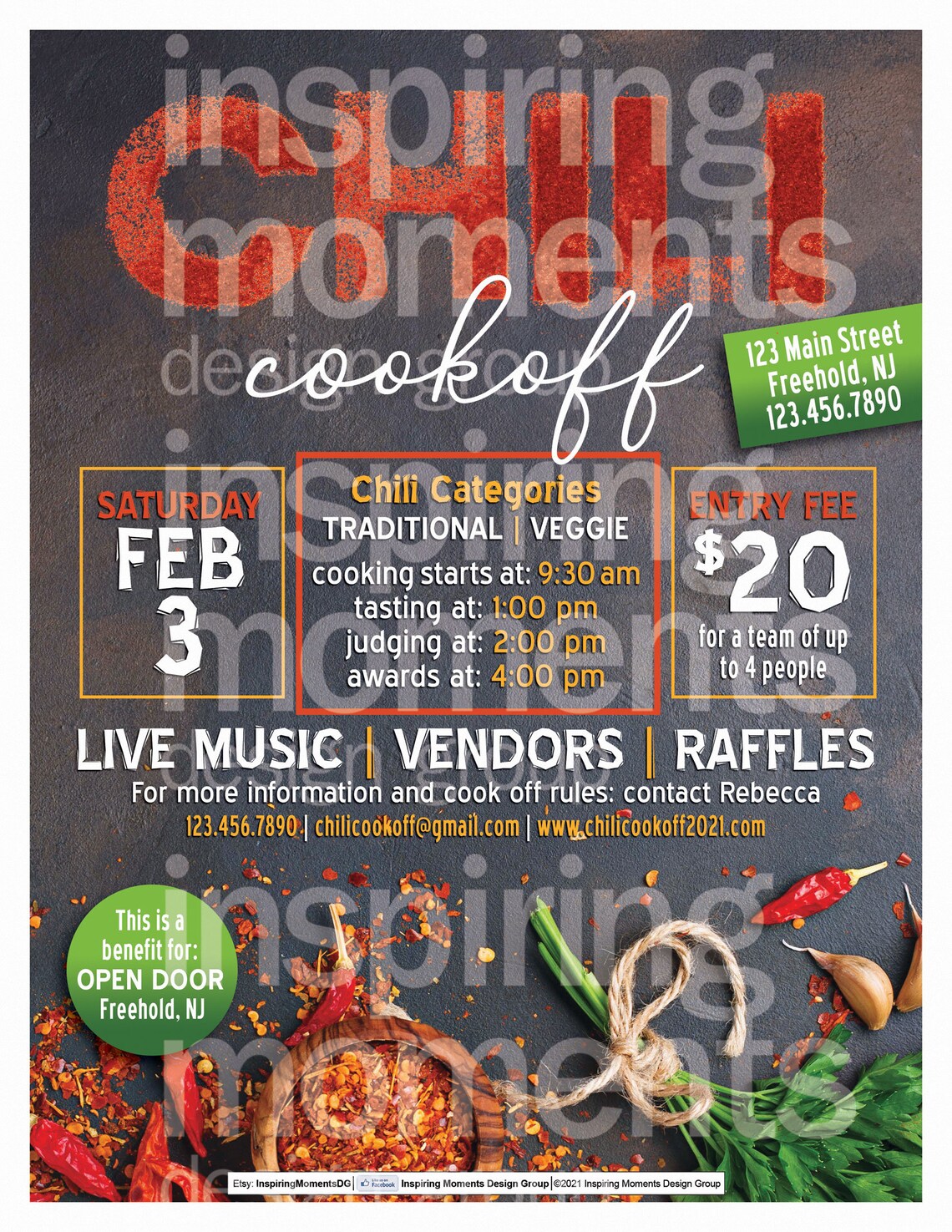 Chili Cookoff Event Flyer Printable Small Business | Etsy