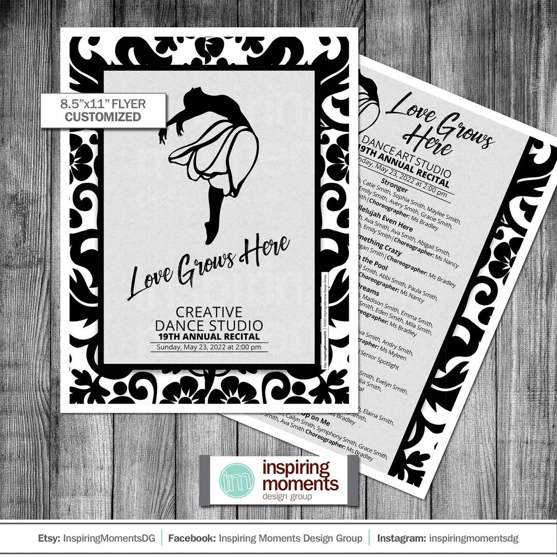Dance School Recital Program Event Flyer Printable Dance - Etsy