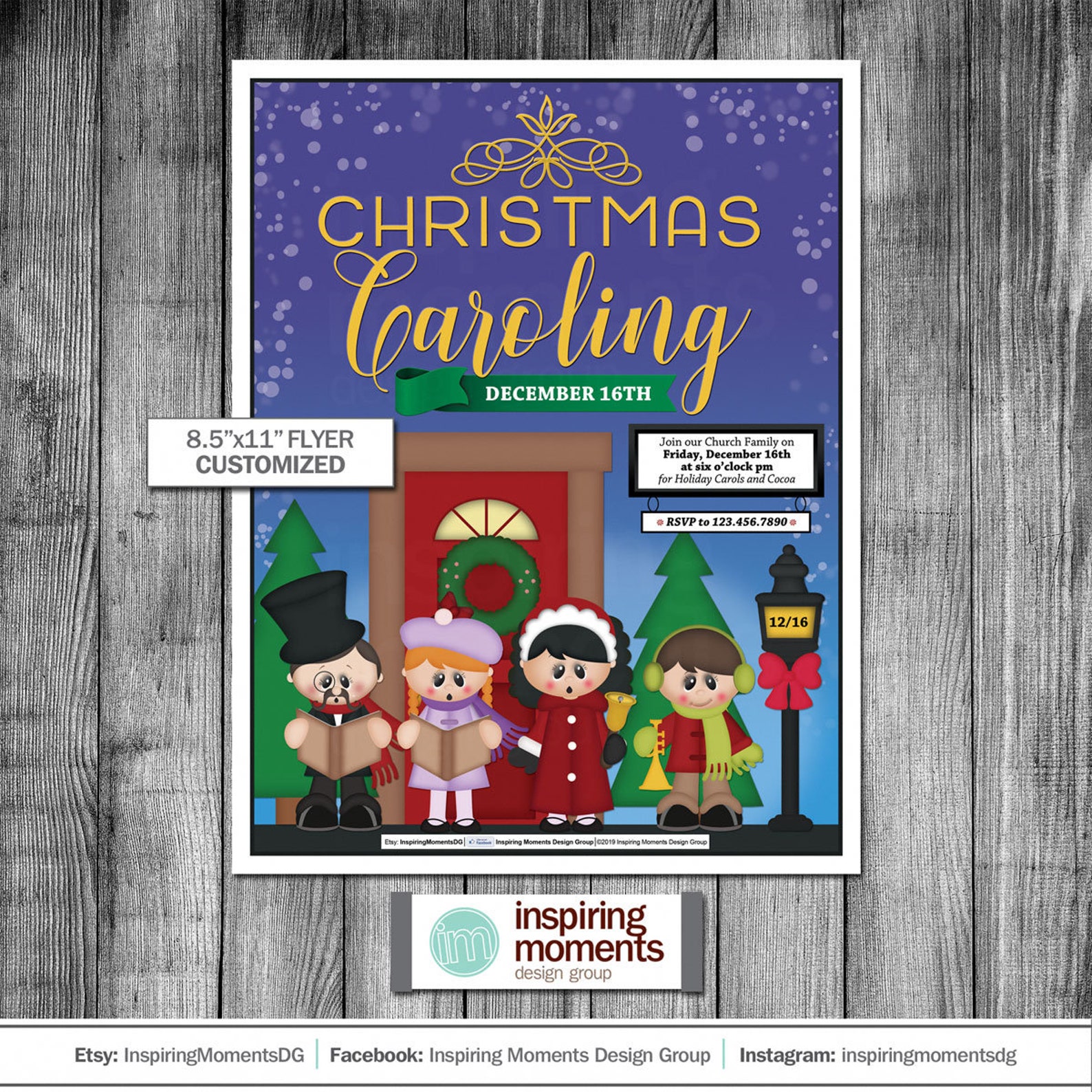 Christmas Caroling Event Flyer Printable Christmas Carols | Etsy