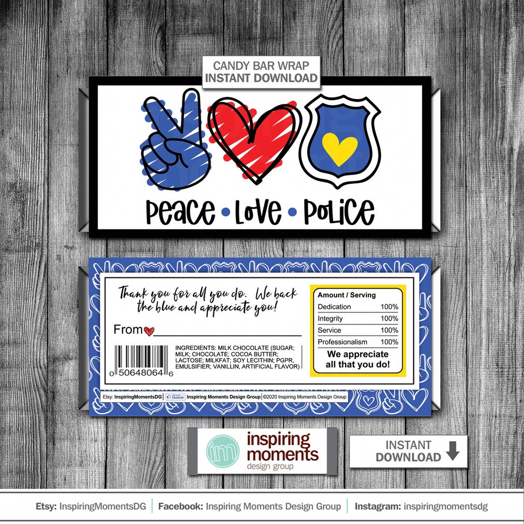 Peace Love Police Candy Bar Wrap Police Lives Matter Law - Etsy