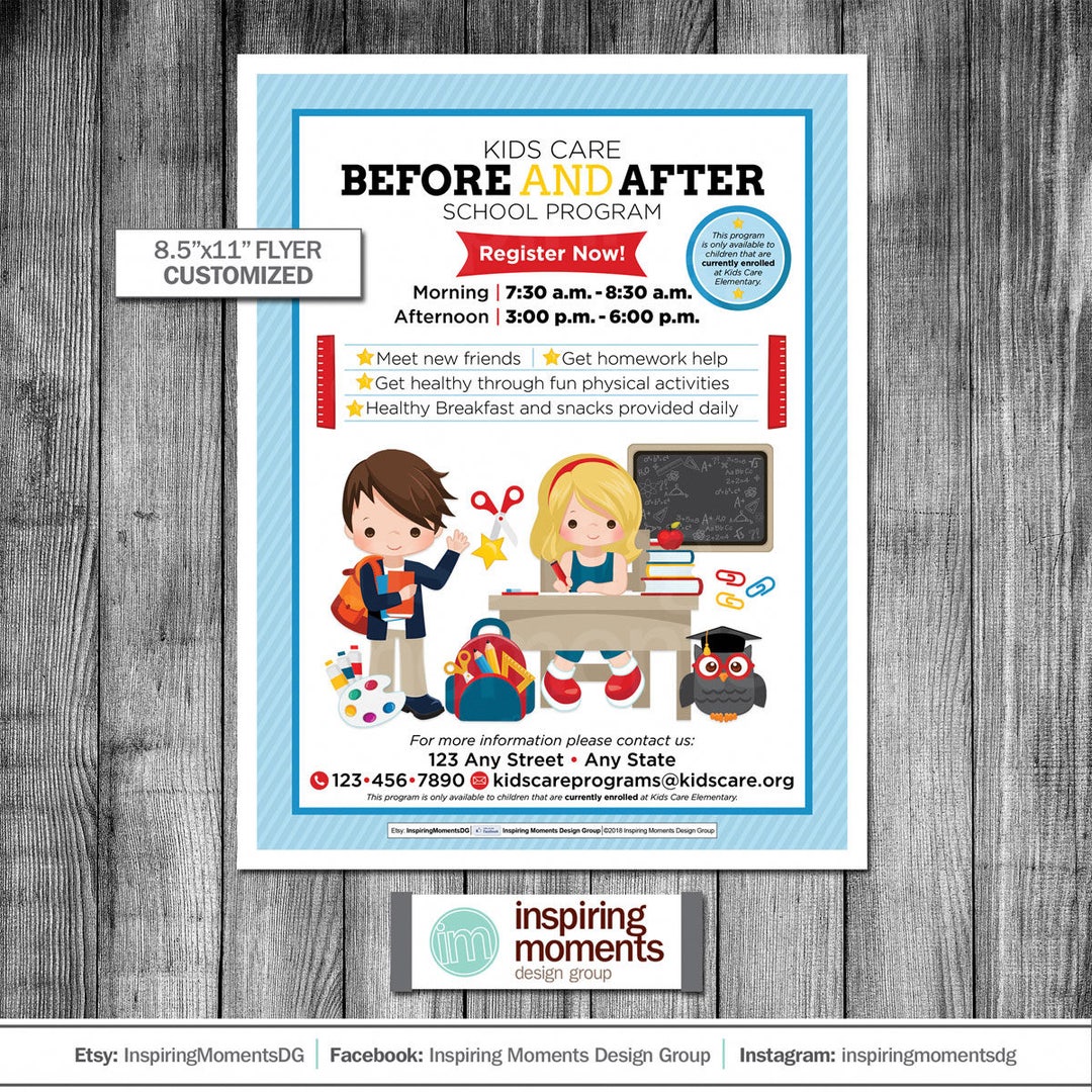 Before and After Care Flyer Printable, Child Care, Pre-school, Day Care ...