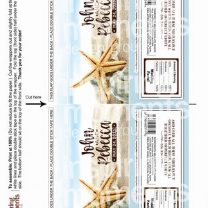 Beach Bridal Shower Candy Bar Wrappers: Customized Starfish Shell ...