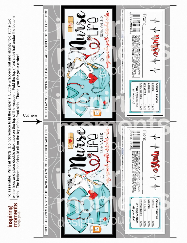 Nurse Life Candy Bar Wrapper: Thank You Gift (DIY Digital Download ...