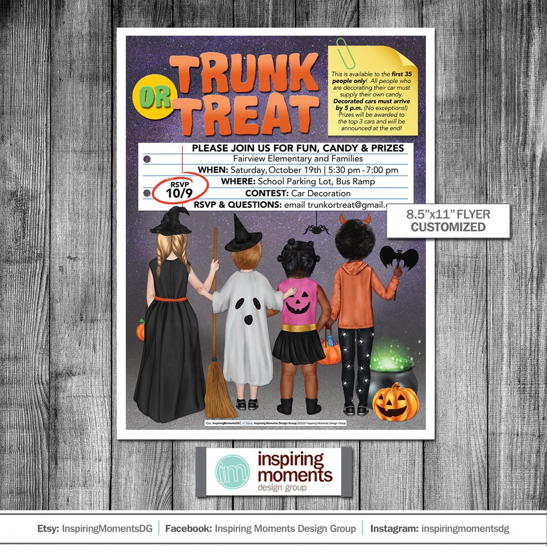 Trunk or Treat Event Flyer Printable, Halloween, PTA, PTN, School Flyer ...