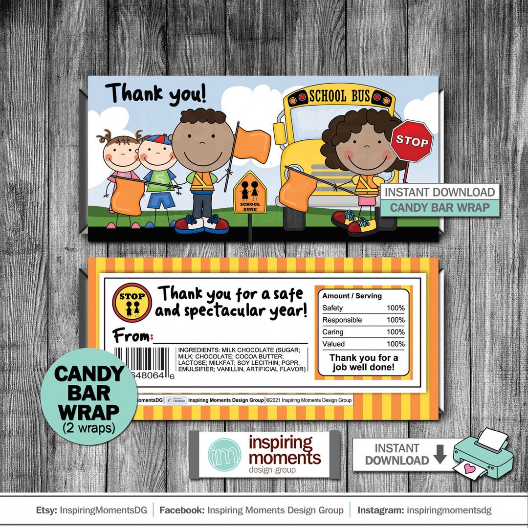 School Bus Driver Thank You Candy Bar Wrapper (PDF) - Etsy