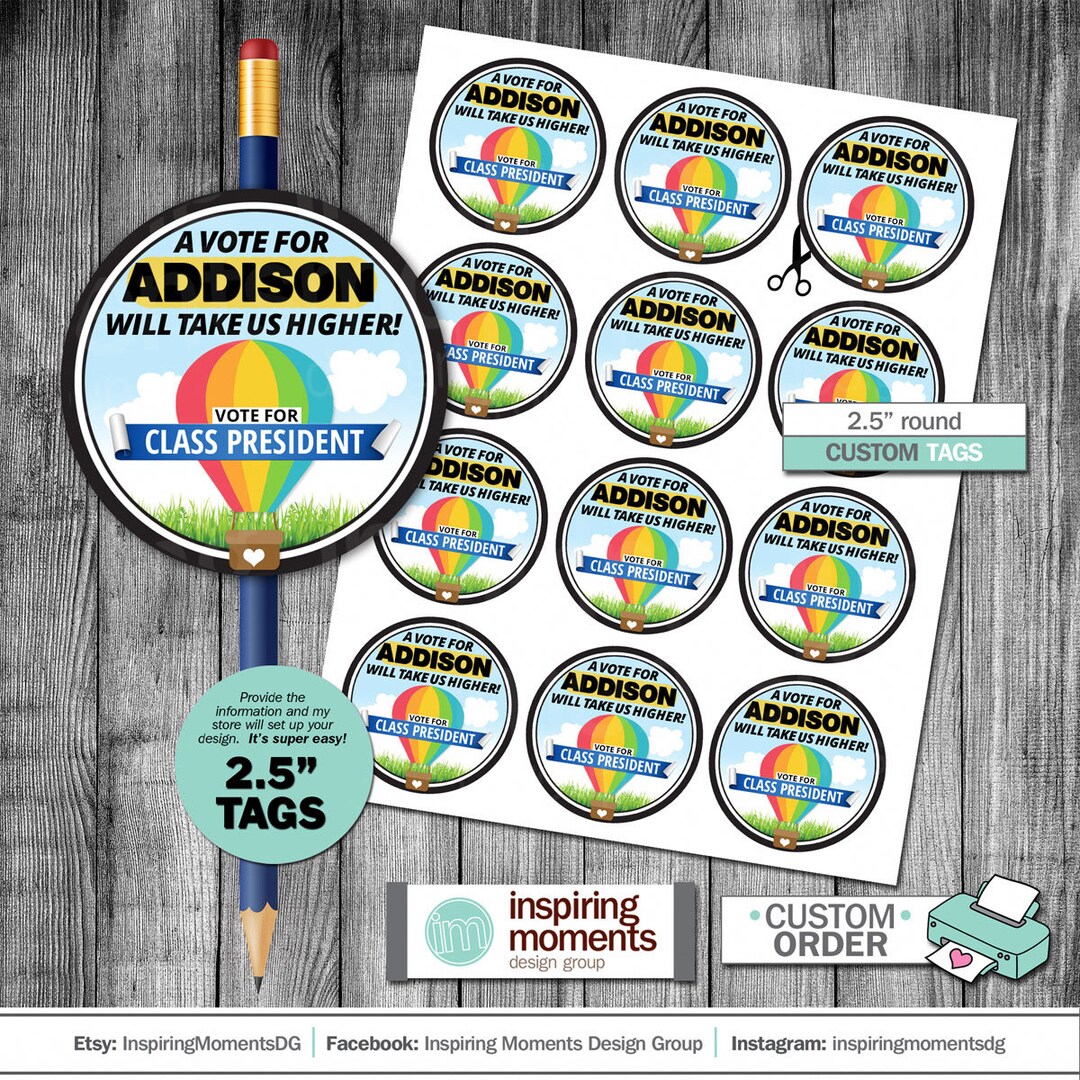 School Elections 2.5" Round Tags, Circle Tags, Vote, Election, Student ...