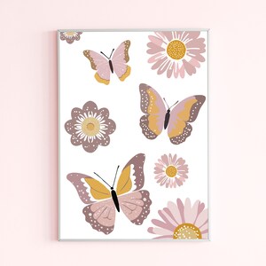 Butterflies Girls Nursery Wall Art, Girls Room Decor, Groovy Nursery ...