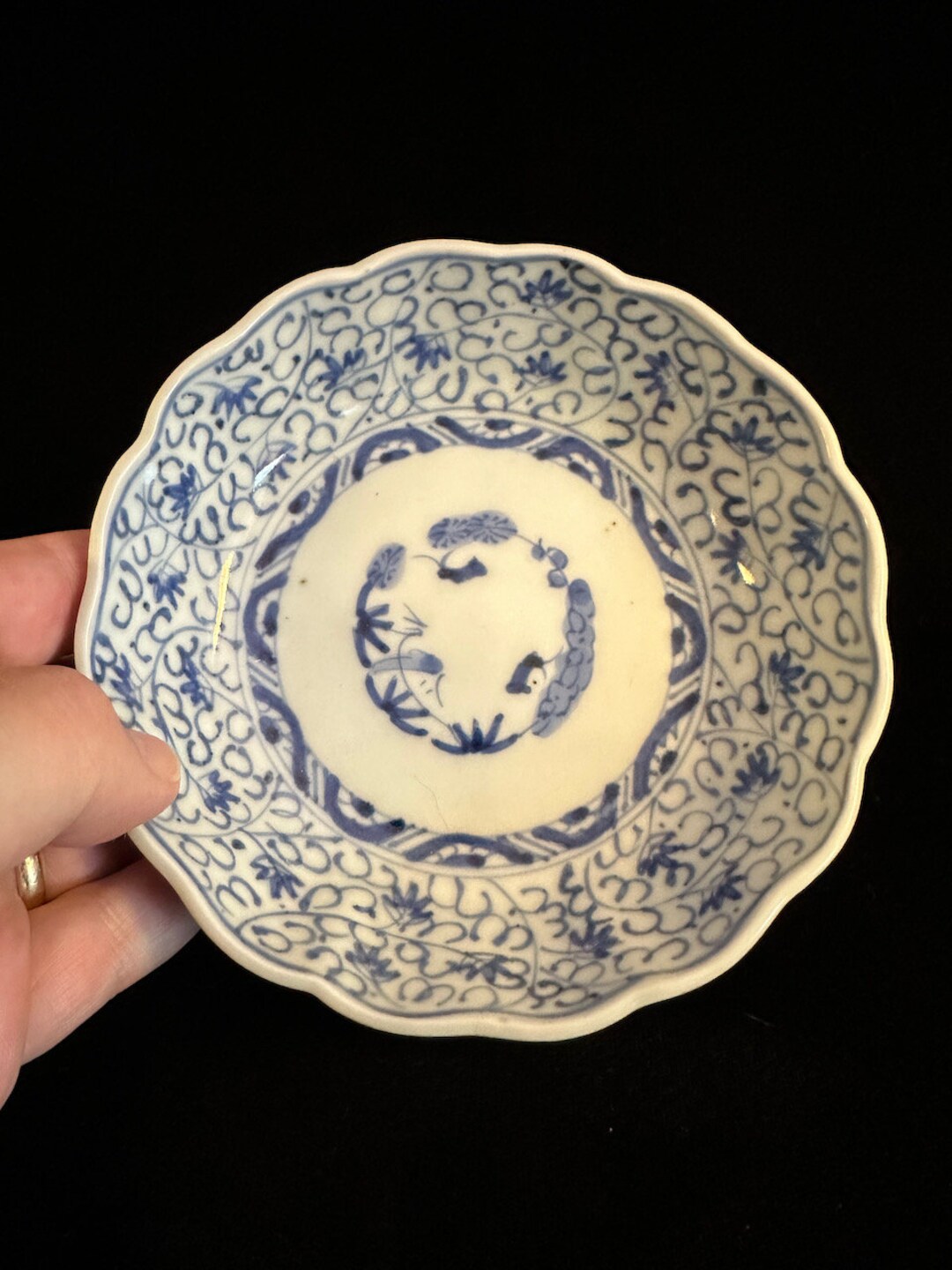 Antique Blue and White Porcelain Hand Painted Bowl Marked - Etsy