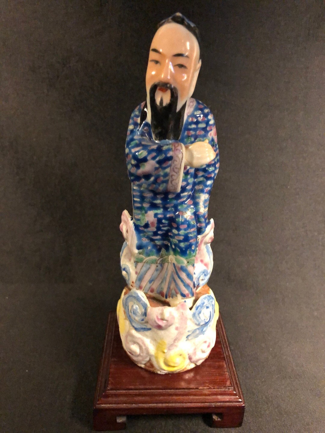 Antique Chinese Porcelain Man Figurine Hand Painted Marked 8" - Etsy