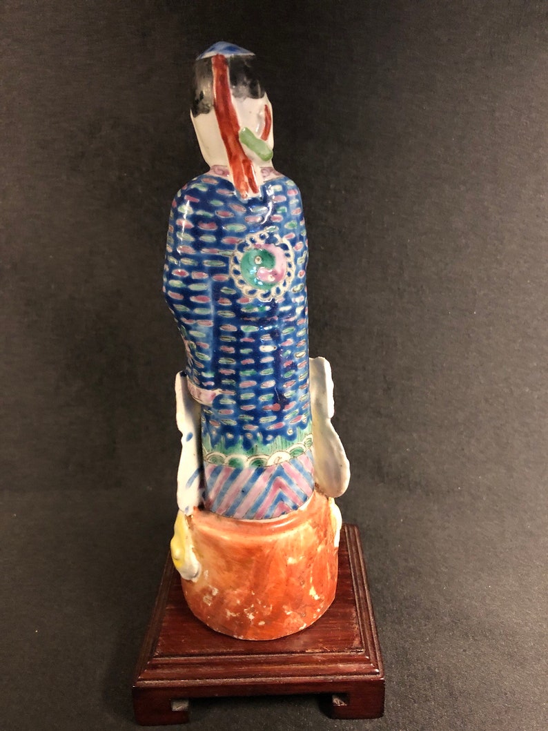 Antique Chinese Porcelain Man Figurine Hand Painted Marked 8" - Etsy