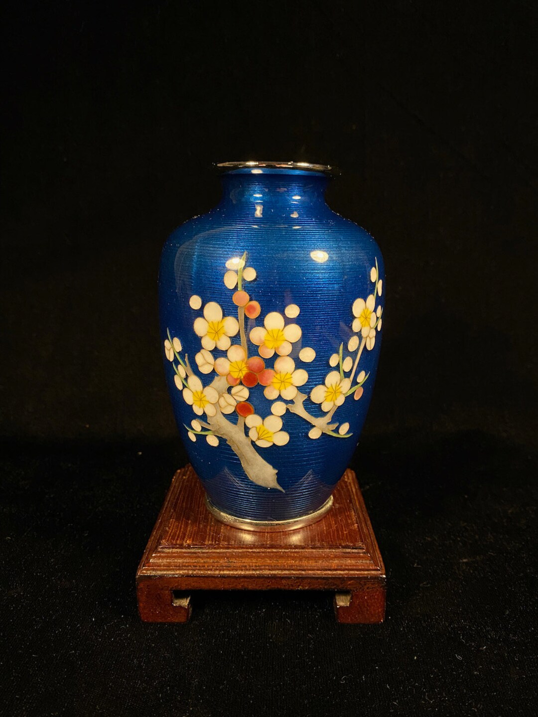 Fine Japanese Cloisonné Blue Vase With Flowering Plums - Etsy