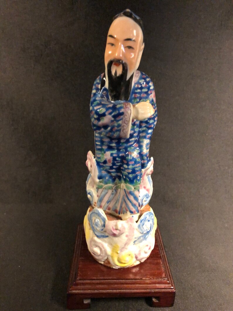 Antique Chinese Porcelain Man Figurine Hand Painted Marked - Etsy