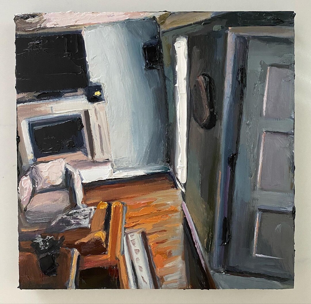 Impasto Oil Painting Made Alla Prima of Interior Landscape on Cradled ...