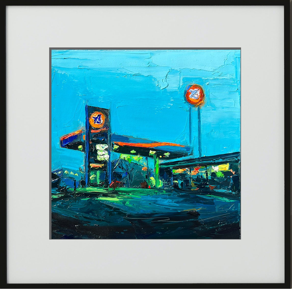 Retro Gas Station Art Print: Palette Knife Oil Painting on Paper - Etsy