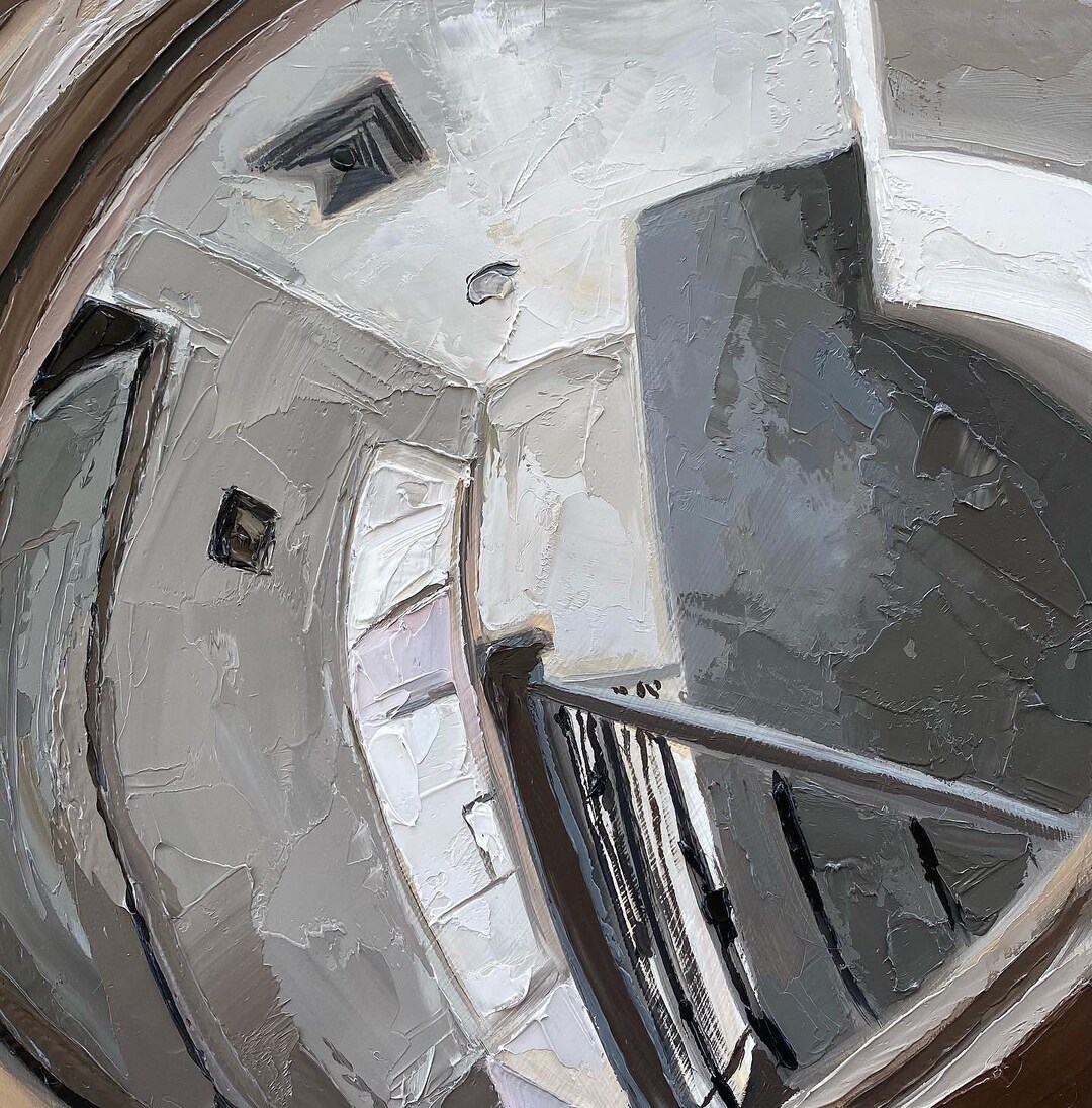 Original Oil Painting of Mirror Reflection Interior of House. - Etsy