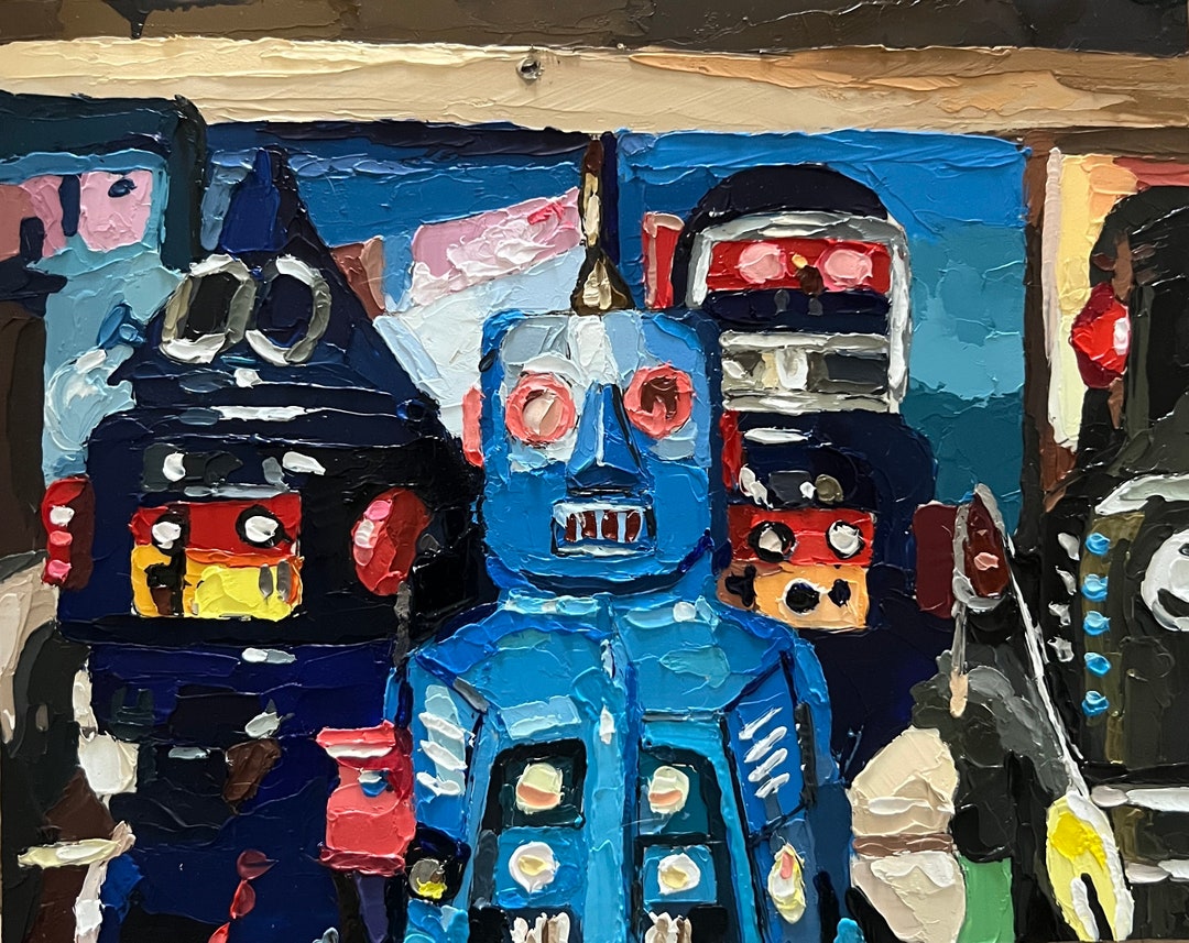 Robots Palette Knife Oil Painting | Impasto Texture Painting Nostalgic ...