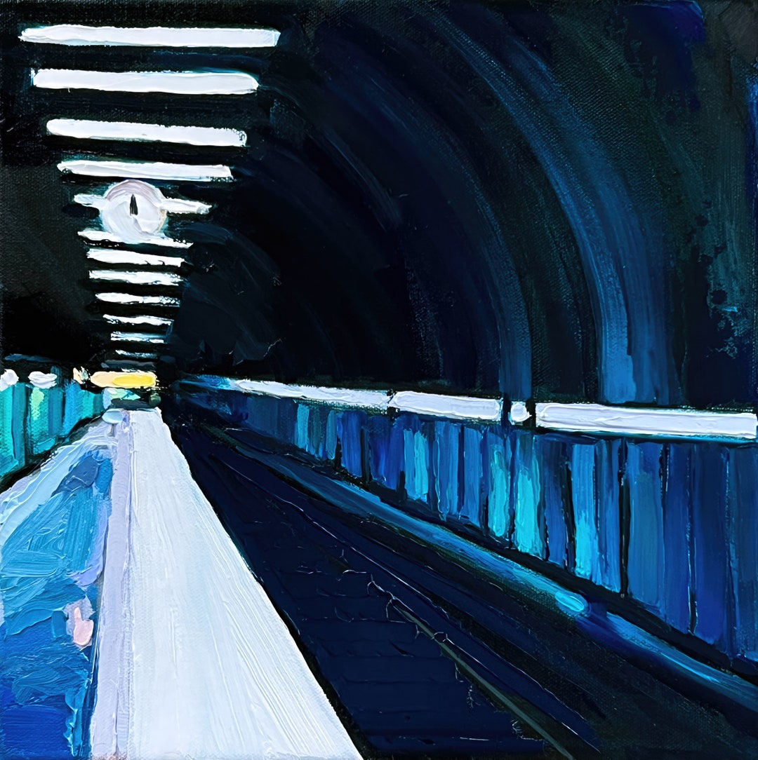Midnight Train Art Print 8X8 Original Artwork on Artist Paper | Blue ...