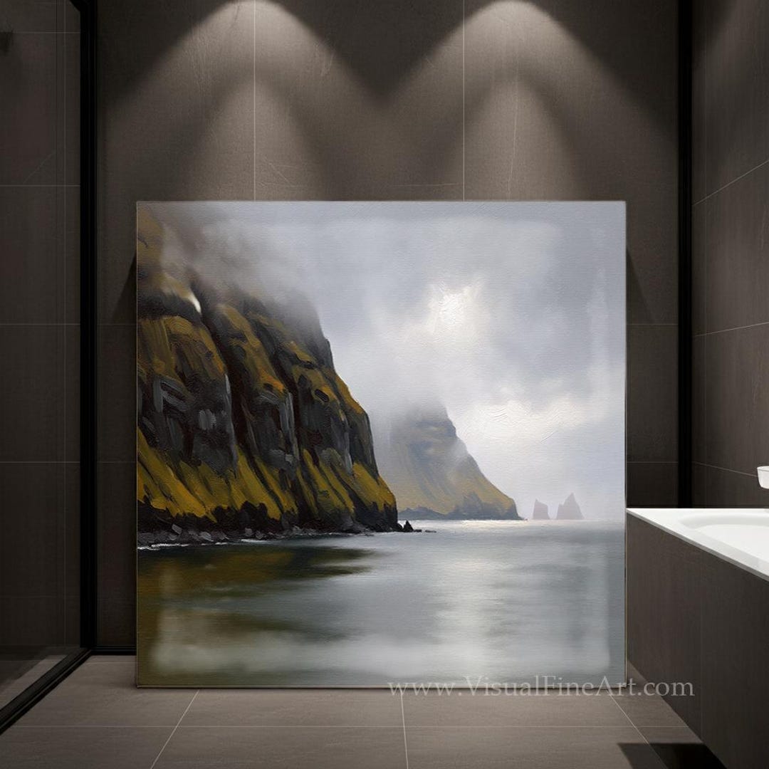 Misty Wall Art Canvas | Original Painting Print | Calming Waters ...
