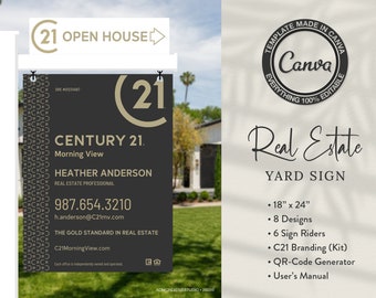 Real Estate for Sale Yard Sign Canva Template 24 X 18 Digital Download ...