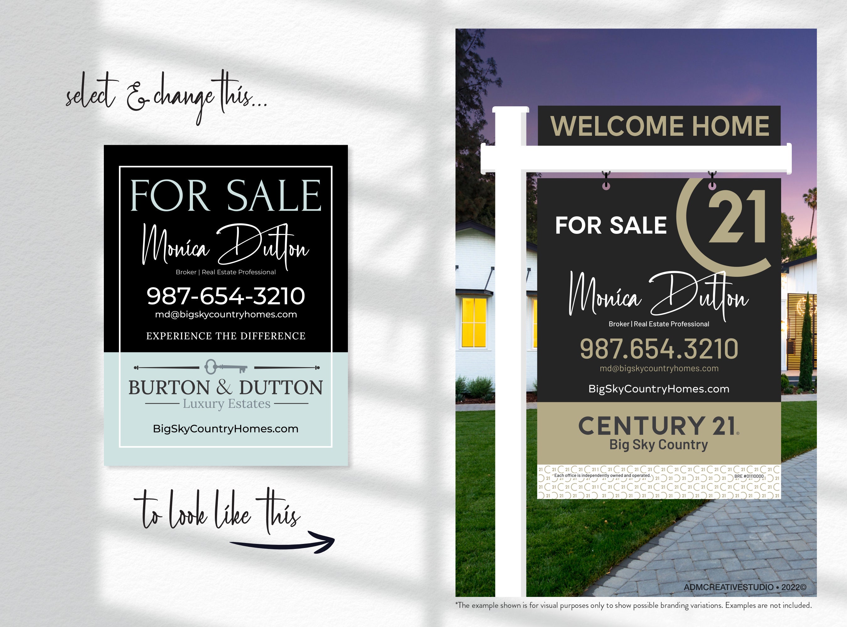 Real Estate Yard Sign Template | Modern Chic Design (digital Download ...