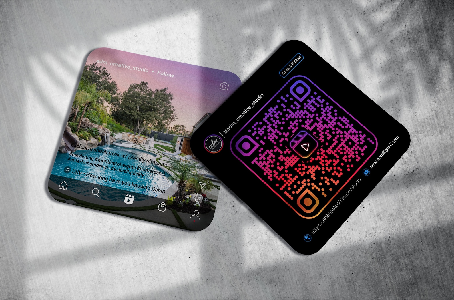 Instagram Reels Dark Mode Social Media Business Cards QR Code - Etsy