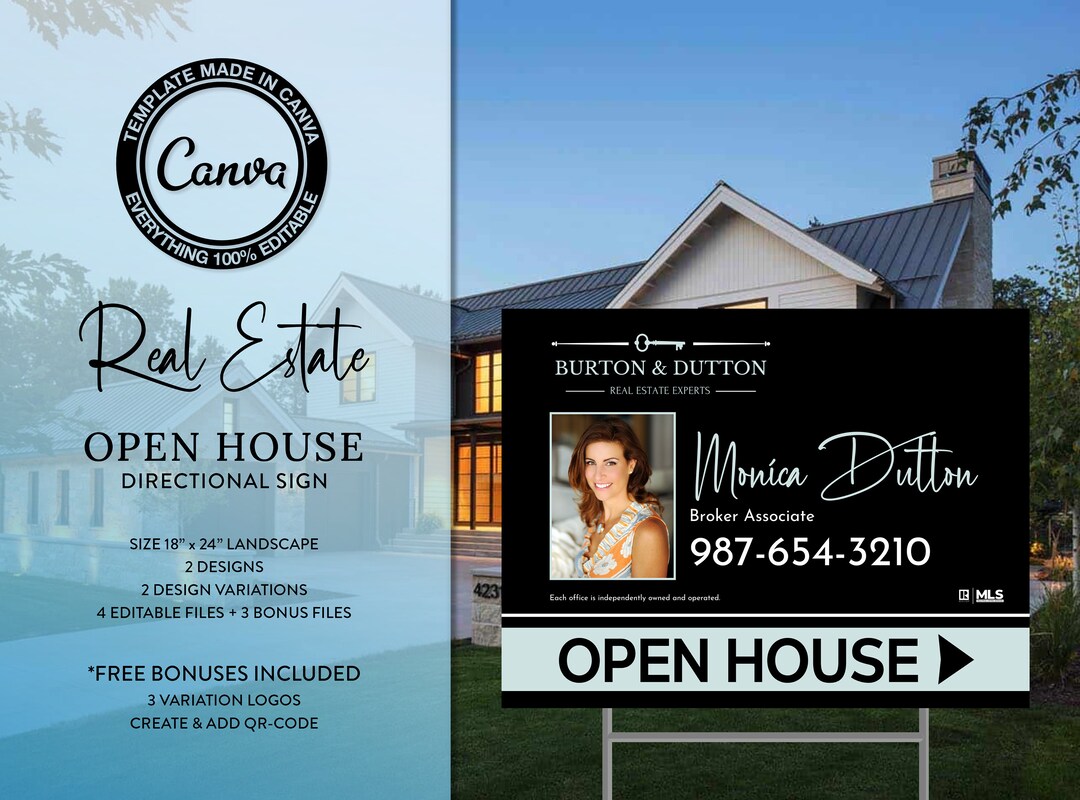 Real Estate Yard Sign | Open House Sign | for Sale Yard Sign | Bonus ...