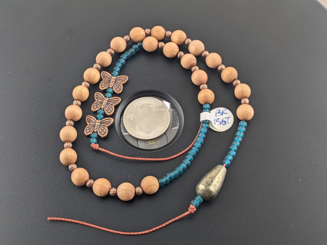 PB1567 Baha'i Prayer Beads 5x19, Western Red Cedar Beads With Copper ...