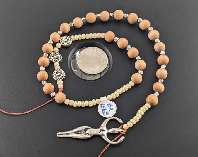 PB1568 Baha'i Prayer Beads 5x19, Western Red Cedar Beads With Cream ...